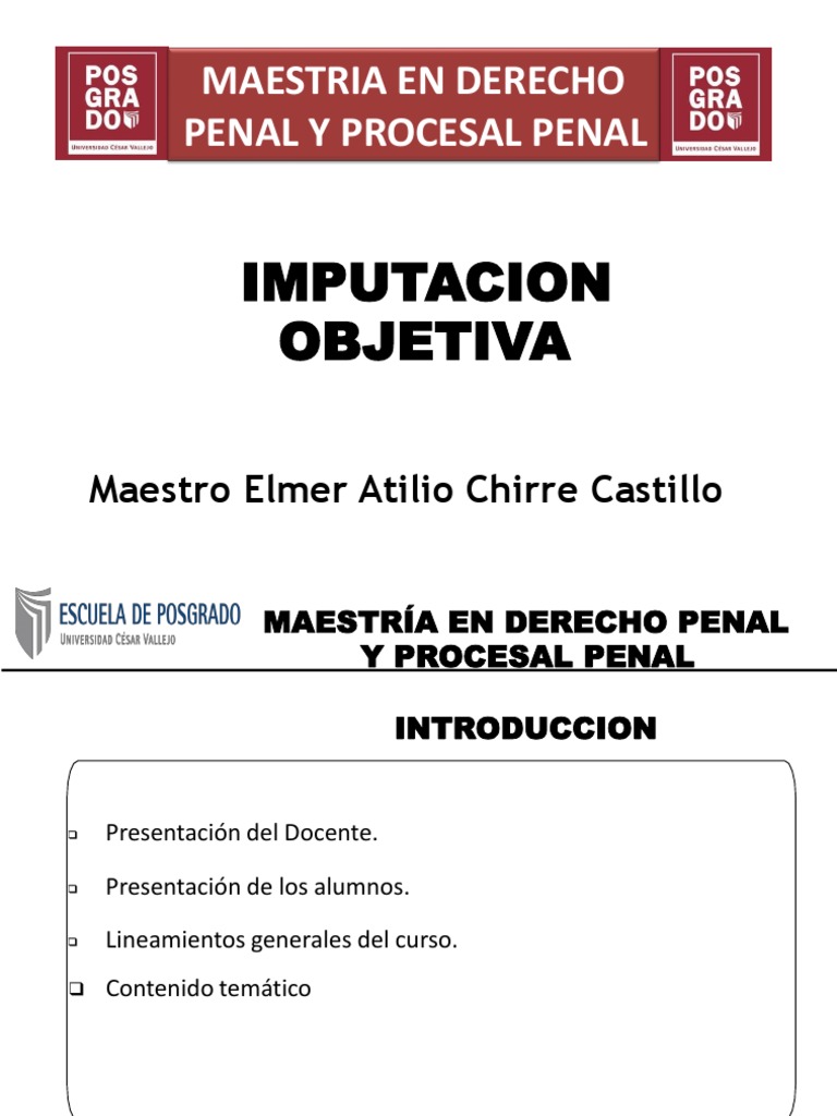 Sesion 1 - La Teoria de La Imputacion Objetiva | PDF | Derecho penal ...