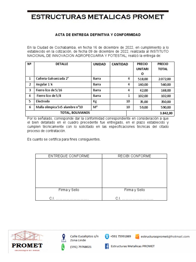 Modelo de Nota de Entrega | PDF