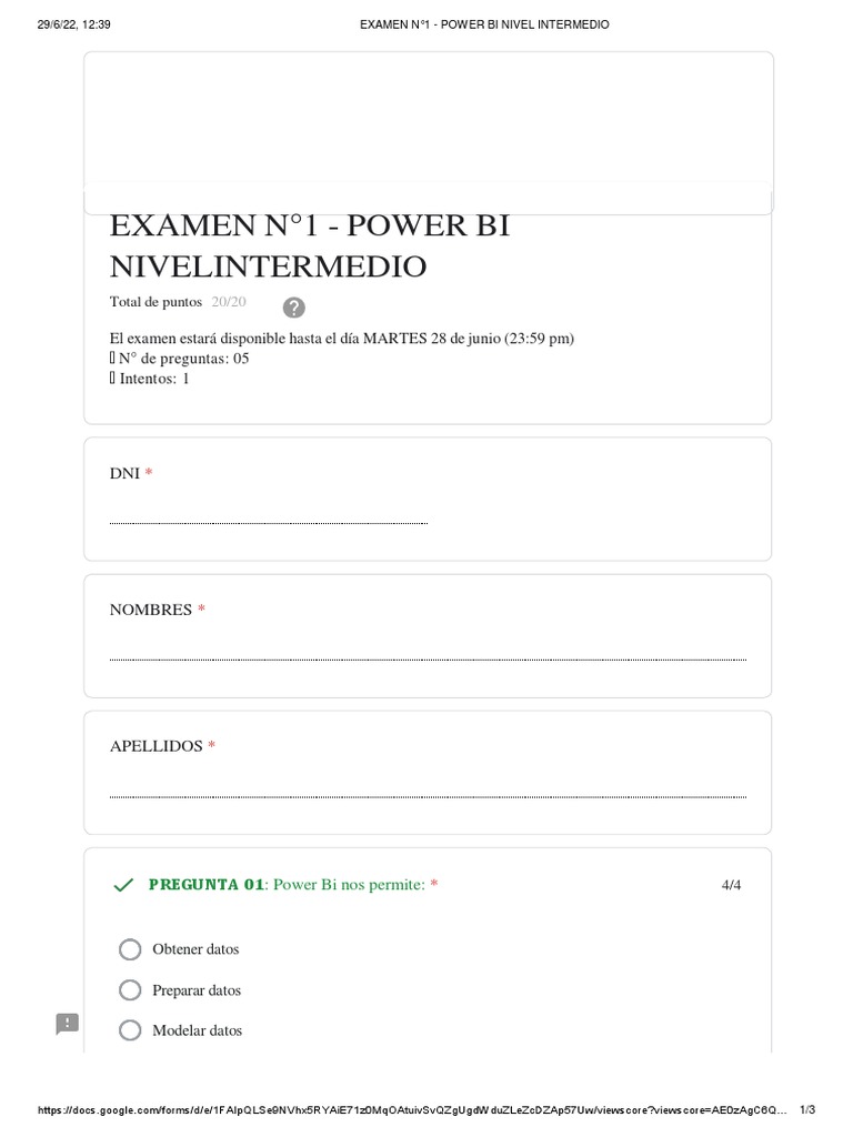 Examen N°1 - Power Bi Nivel Intermedio | PDF | Ingeniería de software | Software