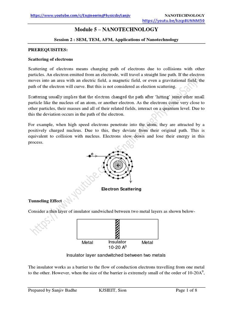 05 NanoTechnology Session 2 SEM, TEM, AFM, Applications of Nanotechnology PDF | PDF | Scanning ...