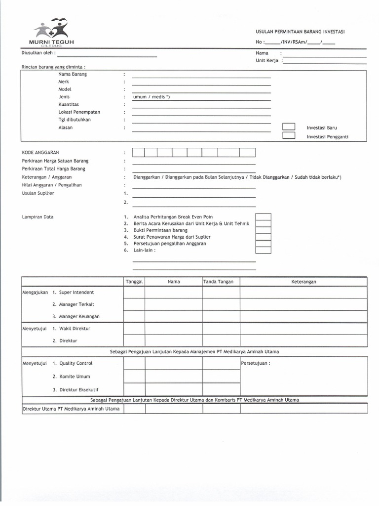 Form Usulan Permintaan Investasi | PDF