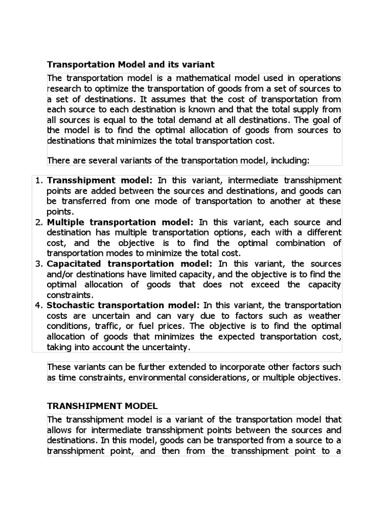 Transportation Model and Its Variant | PDF | Linear Programming ...