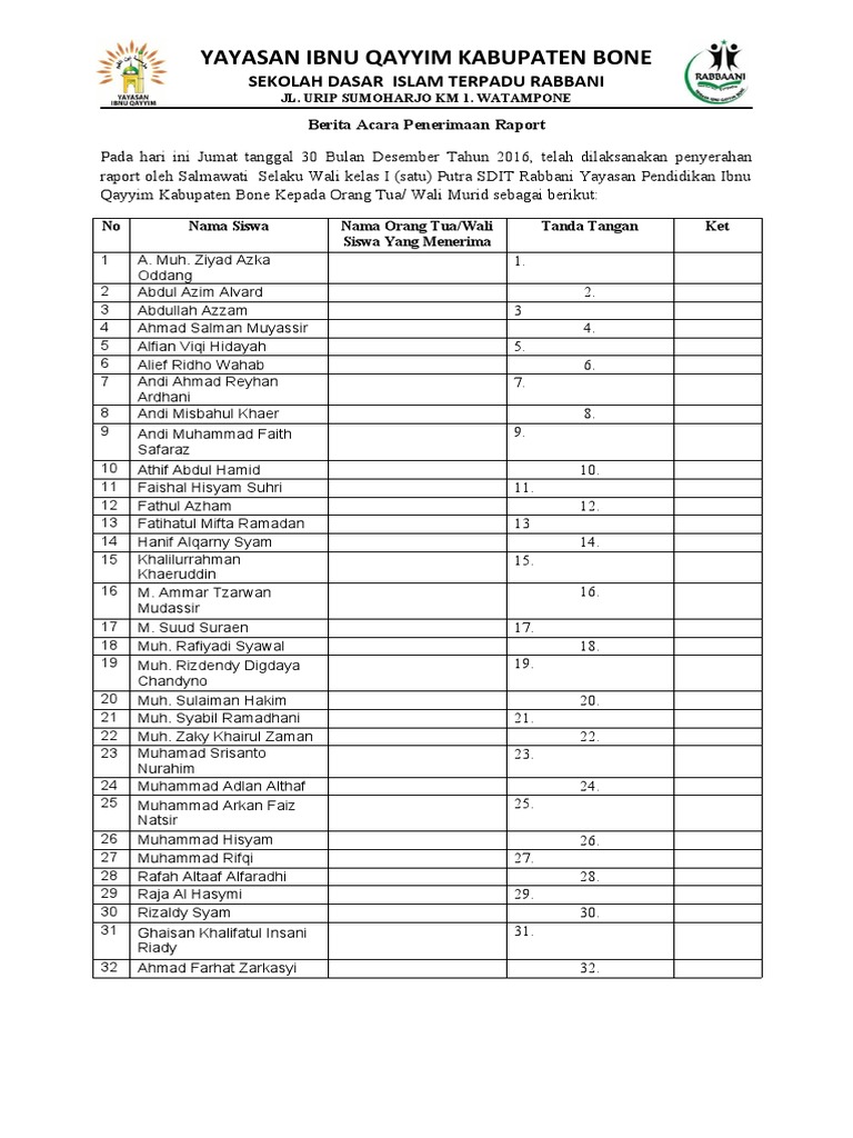 Berita-Acara-Penerimaan-Raport | PDF