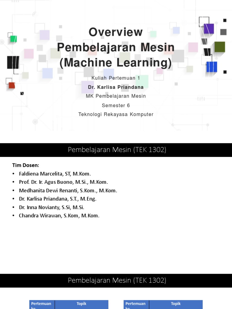 Rencana Perkuliahan Pembelajaran Mesin (Machine Learning) | PDF