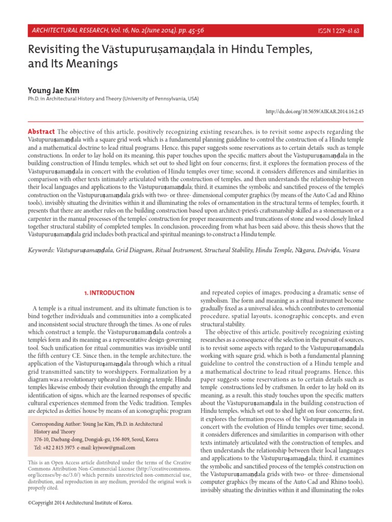 Revisiting The Vāstupuru Ama Ala in Hindu Temples, and Its Meanings ...