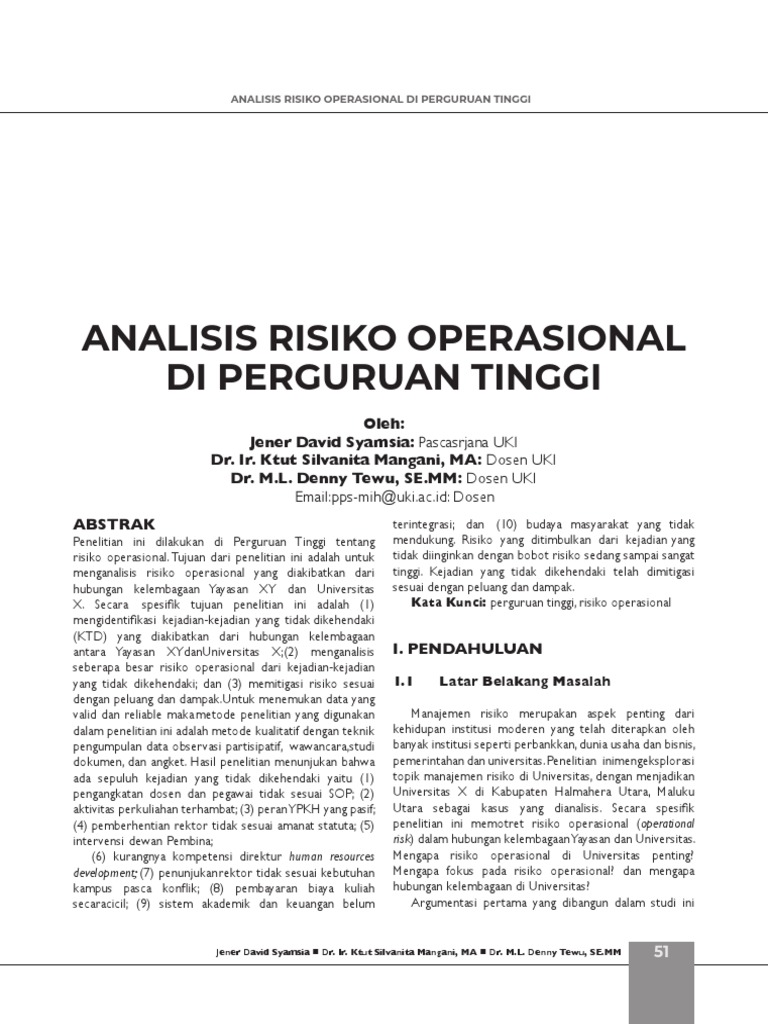 Analisis Risiko Operasional DI Perguruan | PDF | Karier & Perkembangan