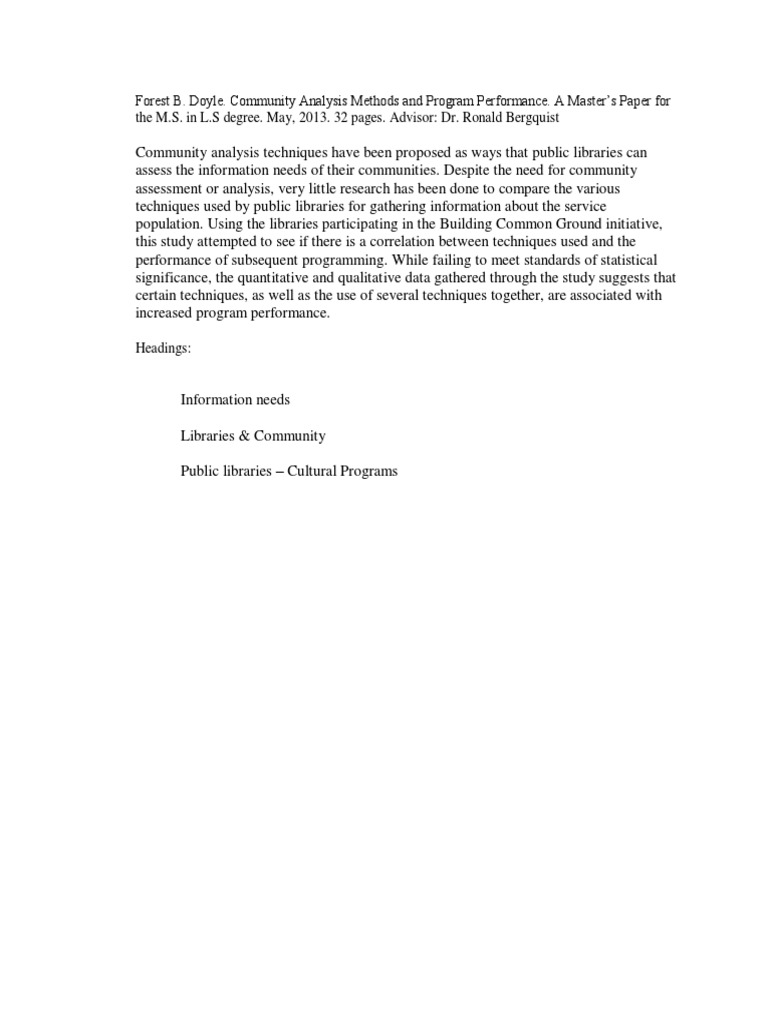 Community Analysis Methods and Program Performance-Accessible PDF | PDF ... Community Analysis Methods and Program Performance-Accessible PDF | PDF ...