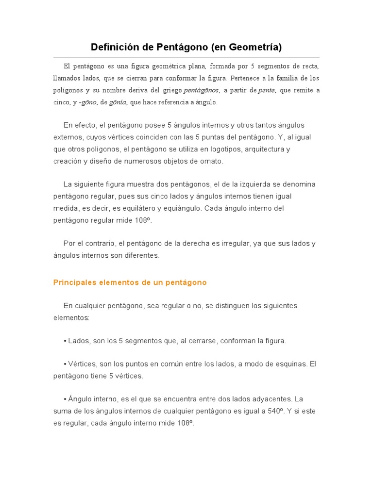 Definición y características del pentágono | PDF | Ángulo | Formas ...