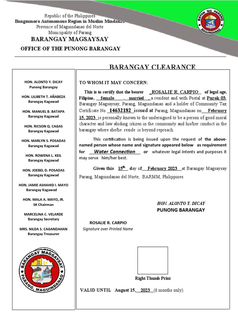 Barangay Clearance | PDF