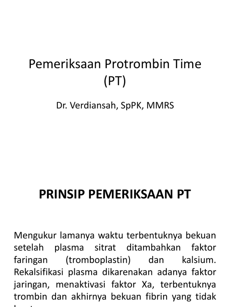 Pemeriksaan Protrombin Time (PT) | PDF