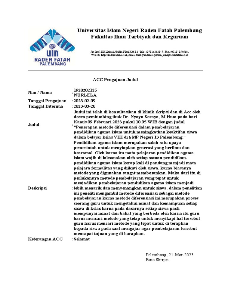Bukti ACC Judul PDF | PDF