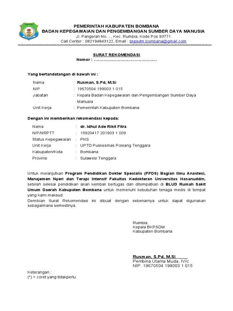 sURAT BKD.docx | PDF