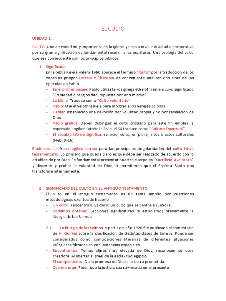 El Culto | PDF | Oración | Biblia