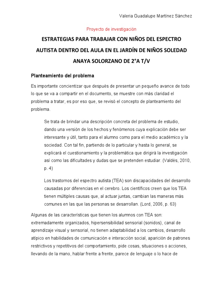 Proyecto de Investigación | PDF | Espectro autista | Aprendizaje
