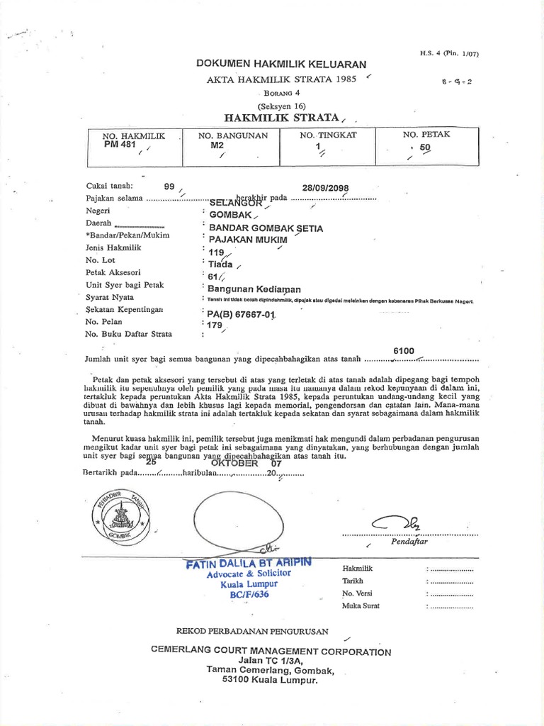 Hak Milik - 20220913144854 | PDF