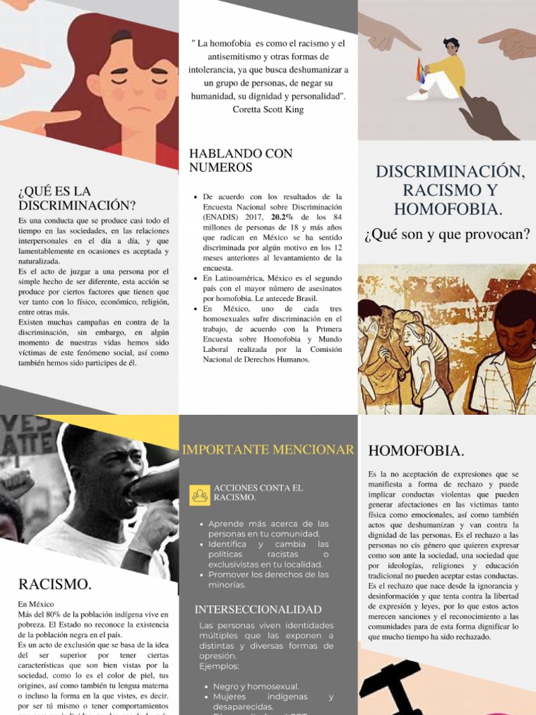 Triptico Sobre Discriminacion, Racismo y Homofobia A7. | PDF