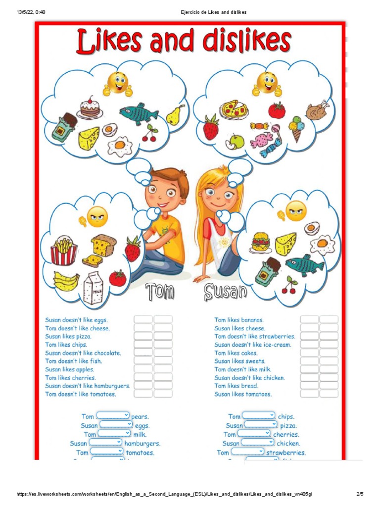 Ejercicio de Likes and Dislikes | PDF