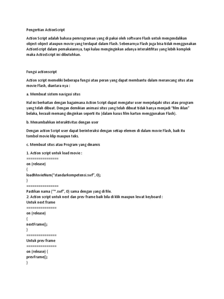 Pengertian ActionScript | PDF