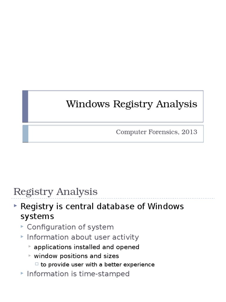 Windows Registry Analysis PDF | PDF | Windows Registry | Computer File