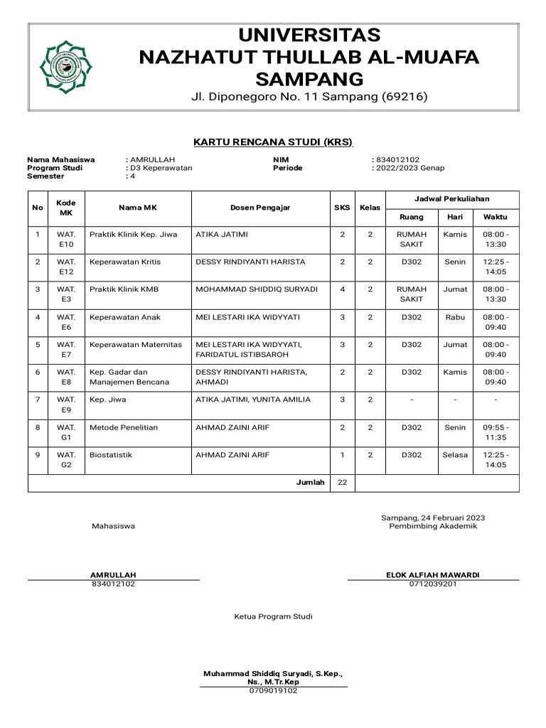 1cetak Laporan KRS smt4 | PDF
