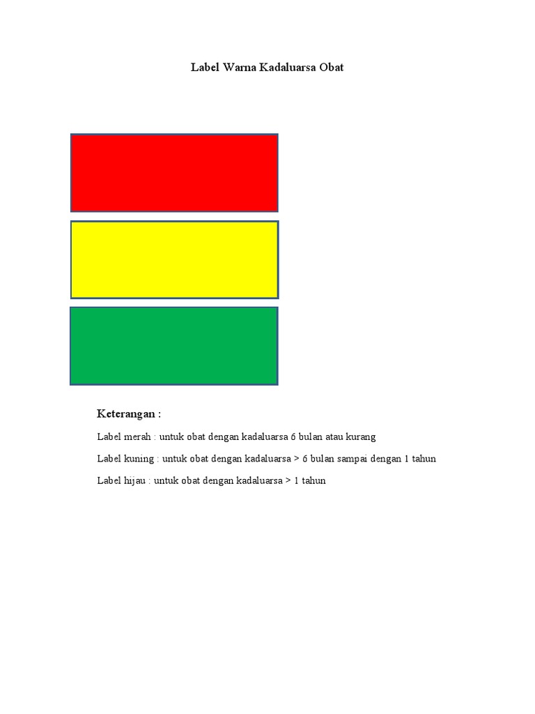 Label Warna Kadaluarsa Obat | PDF Label Warna Kadaluarsa Obat | PDF