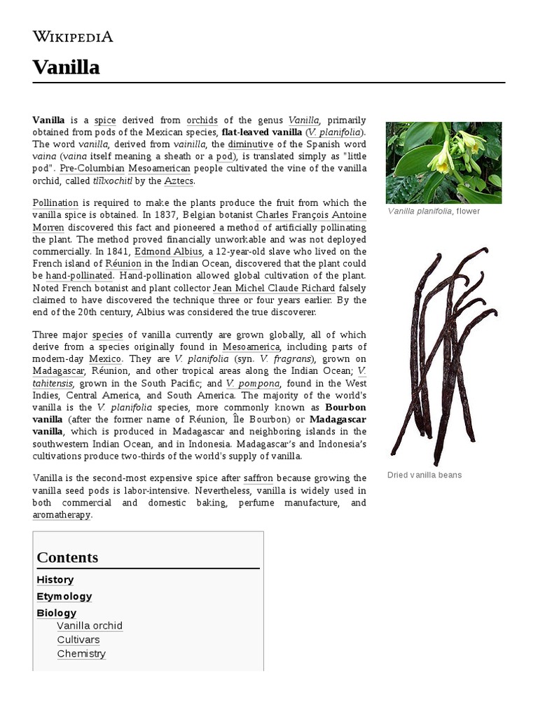 Vanilla | PDF | Vanilla | Horticulture