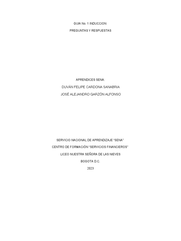 GUIA No.1 INDUCCION - DUVAN CARDONA PDF | PDF | Aprendizaje
