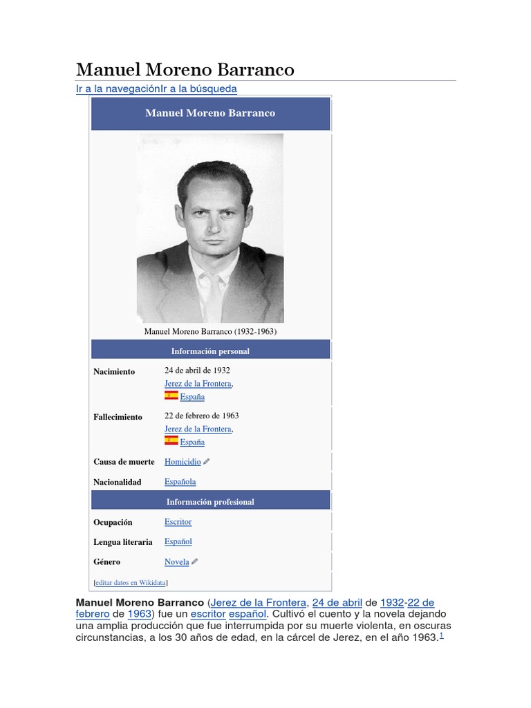 Vida y muerte de Manuel Moreno Barranco | PDF