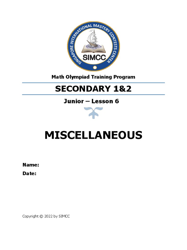 Sec 1&2 Junior Lesson 6 | PDF