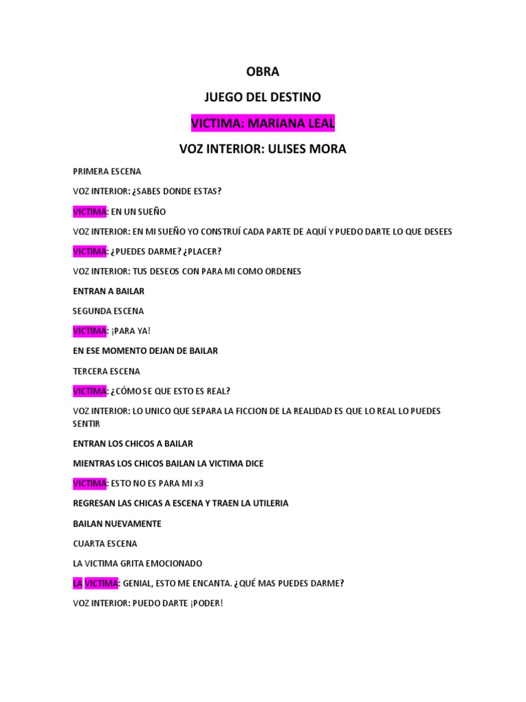 Obra Juegos Del Destino | PDF