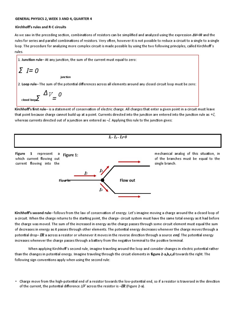 Kirchhoff's Rules and RC Circuits Analysis | PDF | Series And Parallel Circuits | Electrical Network