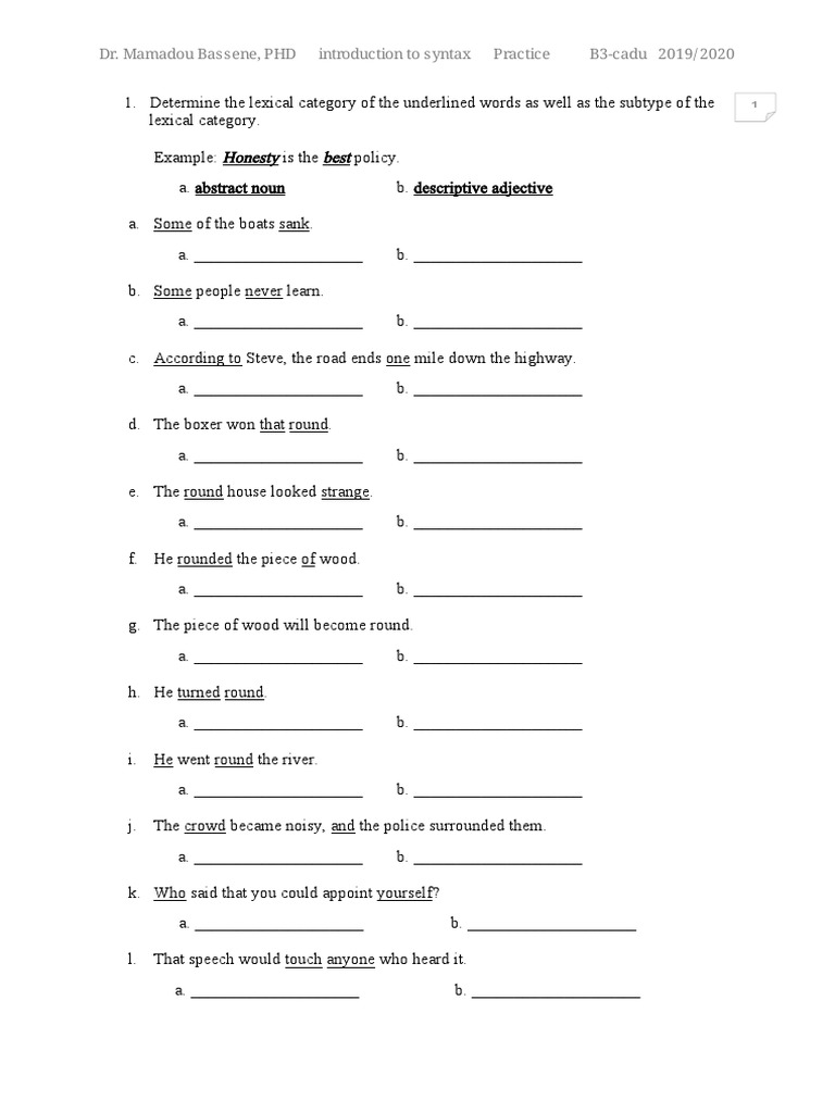 Syntax Practice Exercises Guide | PDF