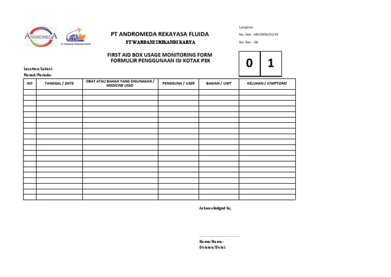 First Aid Usage Monitoring Form | PDF