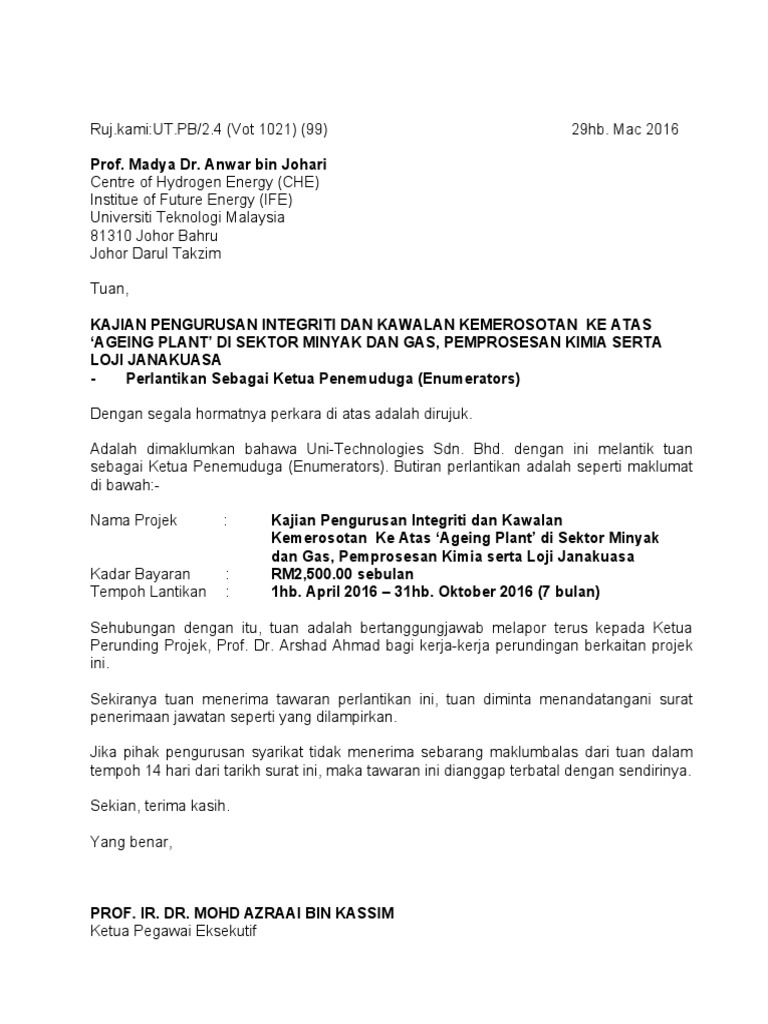 Surat Perlantikan Ketua Penemuduga | PDF