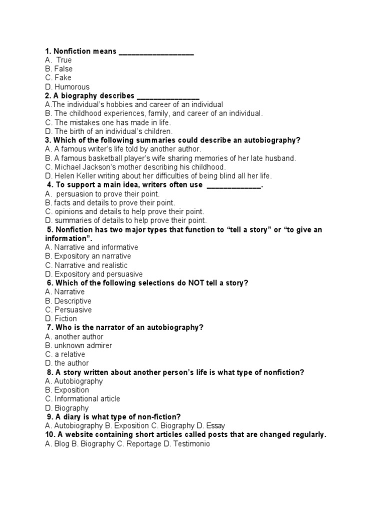 CREATIVE NON-FICTION Exam | PDF | Creative Nonfiction | Writing