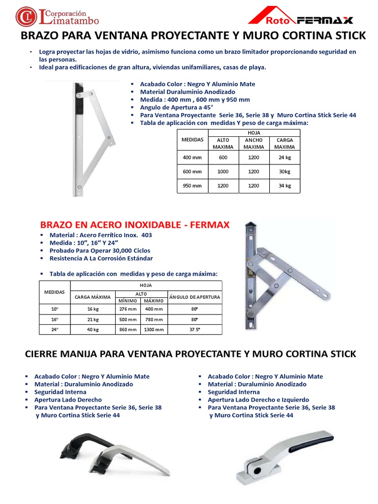 Brazo Proyectante para Ventanas Fermax | PDF | Acero inoxidable ...