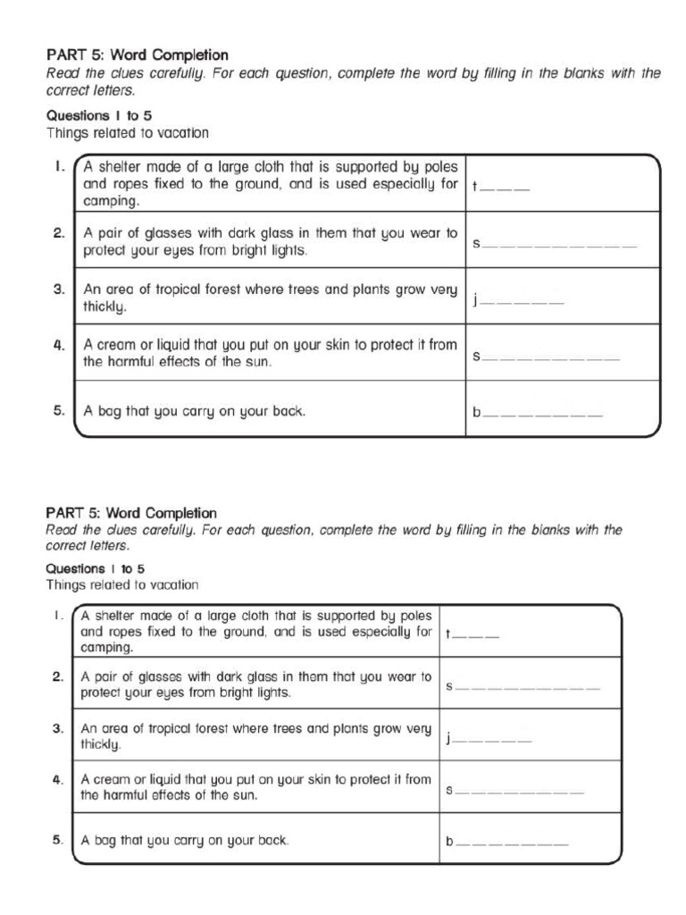 Word Completion Exercise | PDF