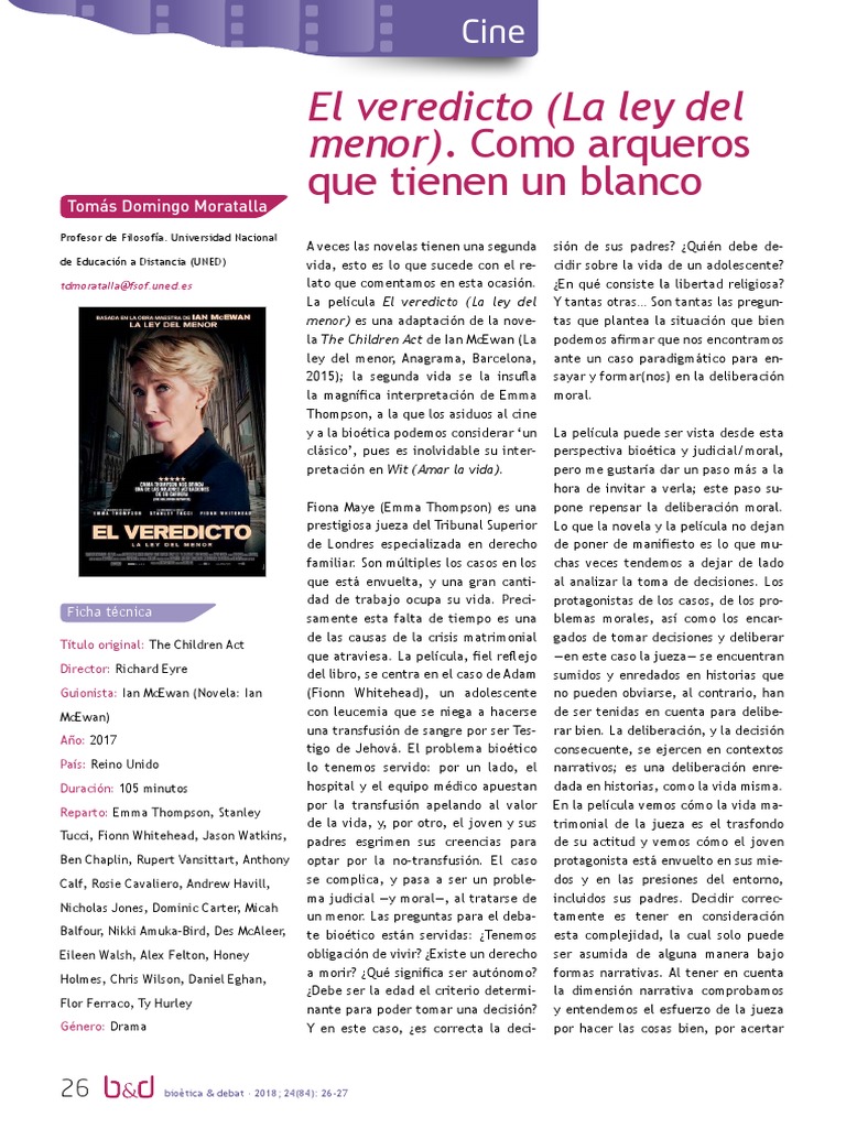 TBD 84 - Tomás D.M. Cine. El Veredicto | PDF | Bioética | Aristóteles