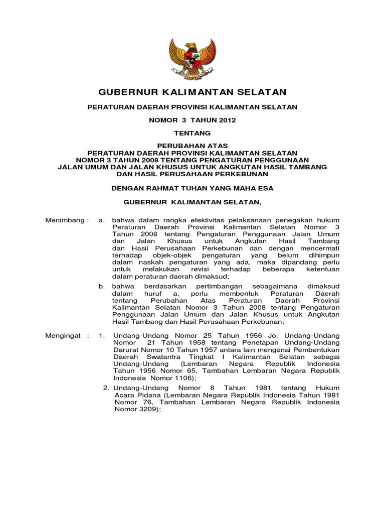 Perubahan Perda Kalimantan Selatan 2012 | PDF | Pengelolaan Keuangan & Uang