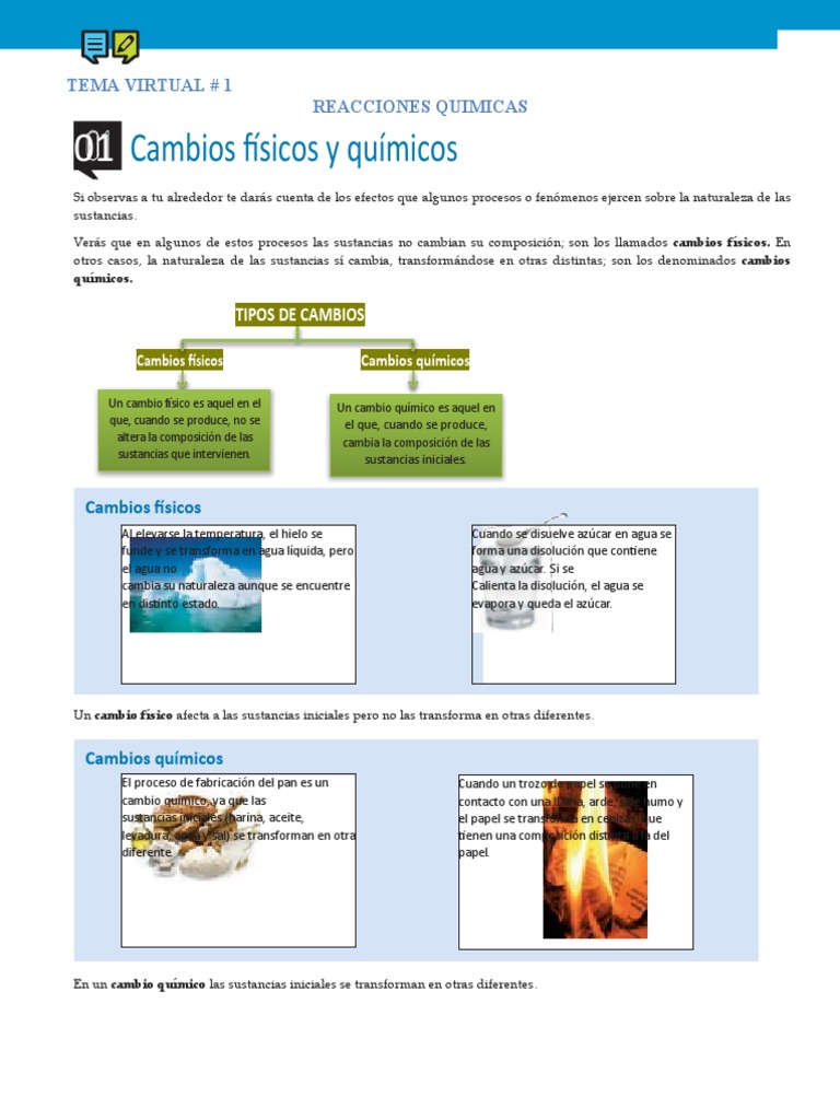 Cambios Físicos y Químicos | PDF | Sustancias químicas | Hidrógeno