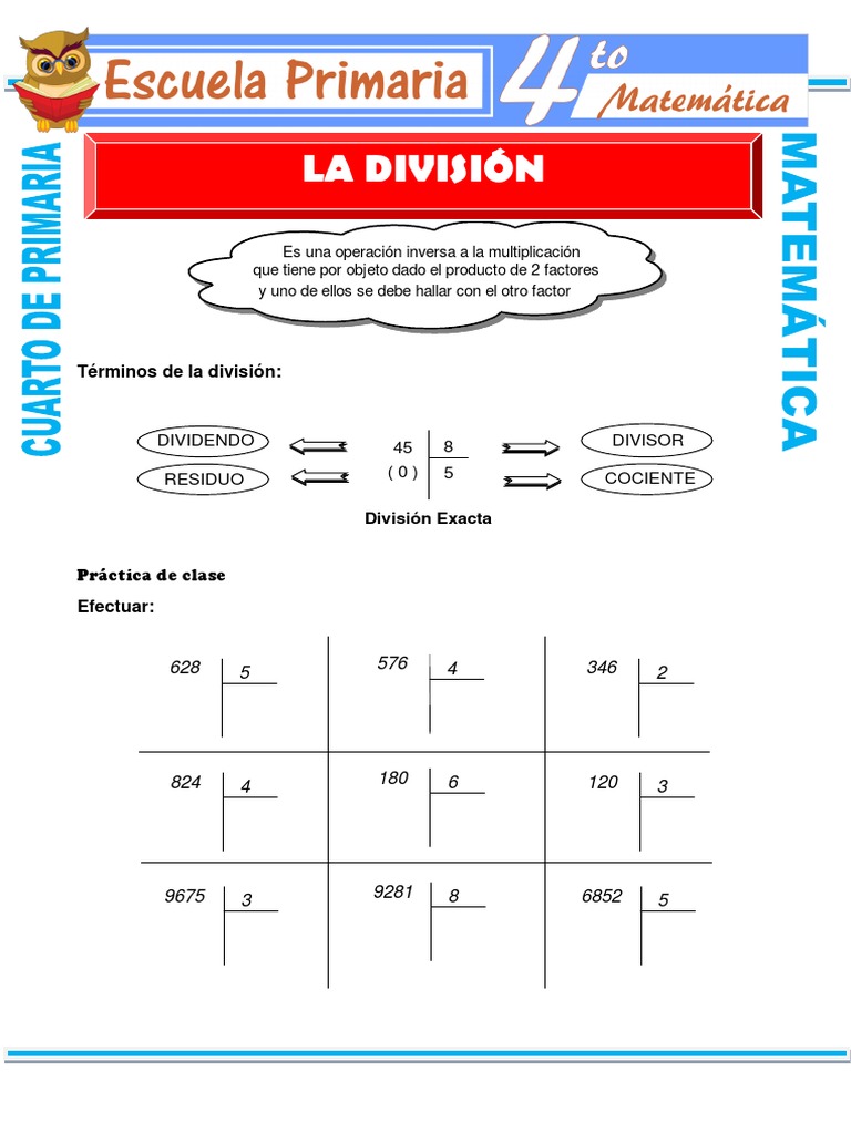 Que Es La Division para Cuarto de Primaria PDF | PDF | División ...