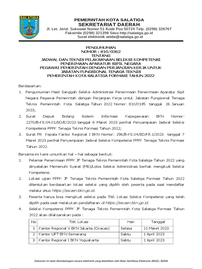 Sekretariat Daerah: Pemerintah Kota Salatiga | PDF