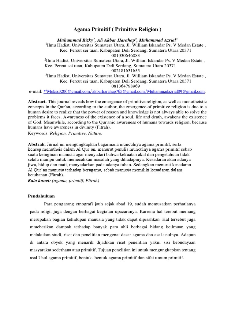Agama Primitif SAA | PDF