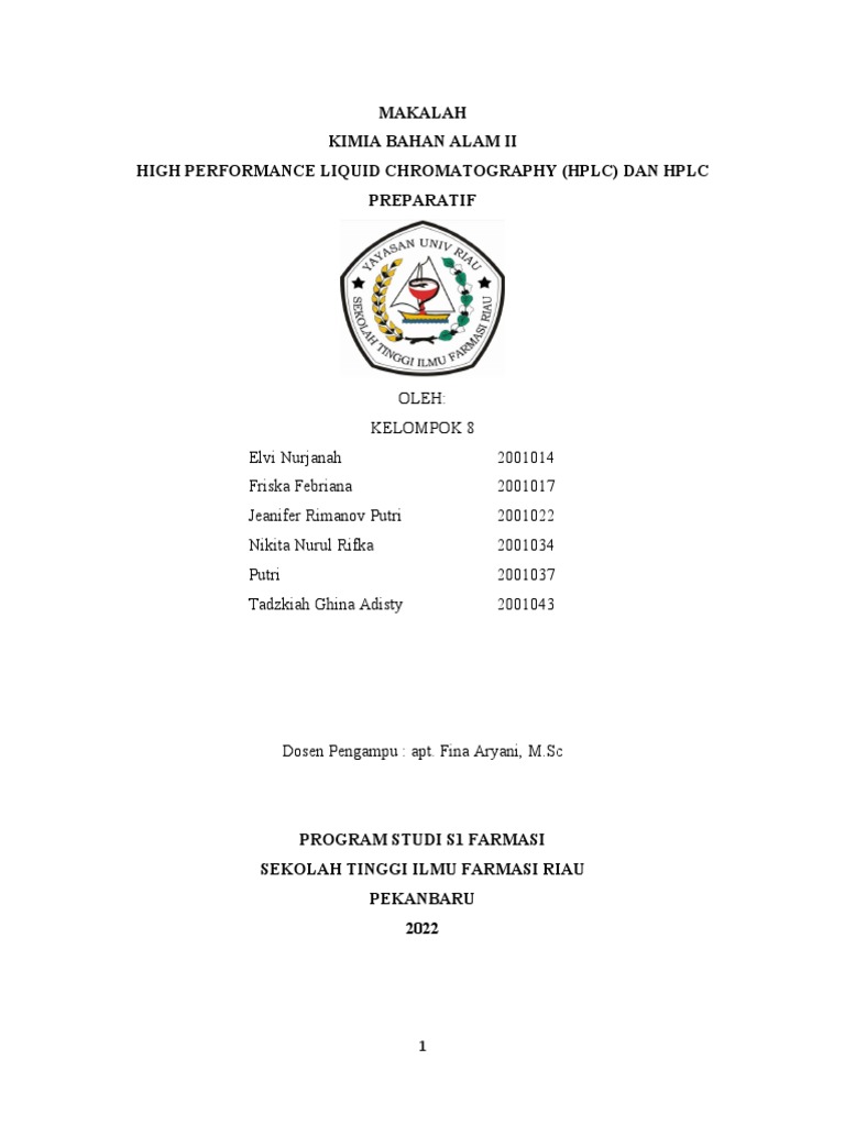 Makalah HPLC Kel 8 | PDF | Teknologi & Rekayasa
