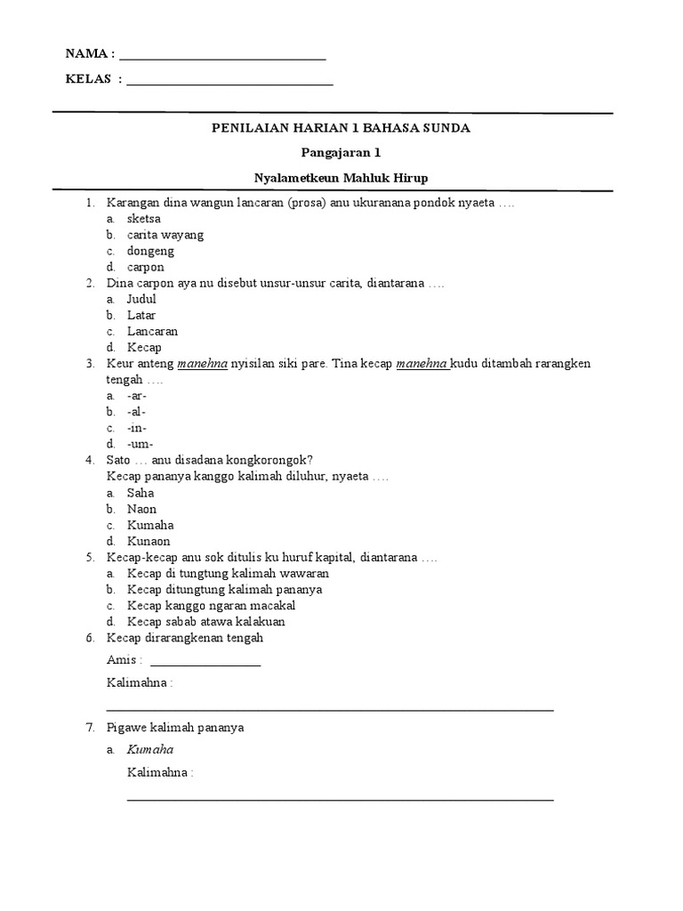 PH Basa Sunda Pangajaran 1 | PDF