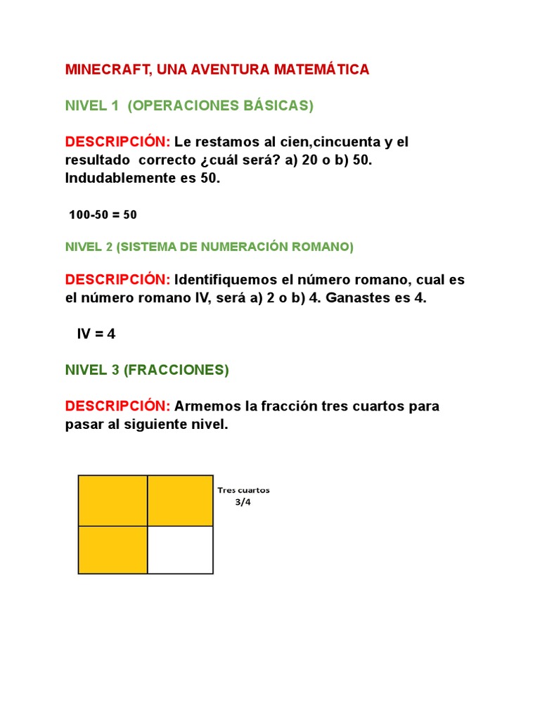 Minecraft, Una Aventura Matemática | PDF