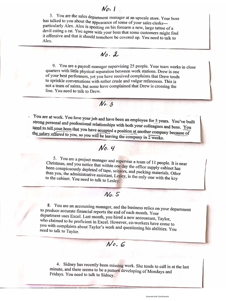 Workplace Scenarios No.1 | PDF