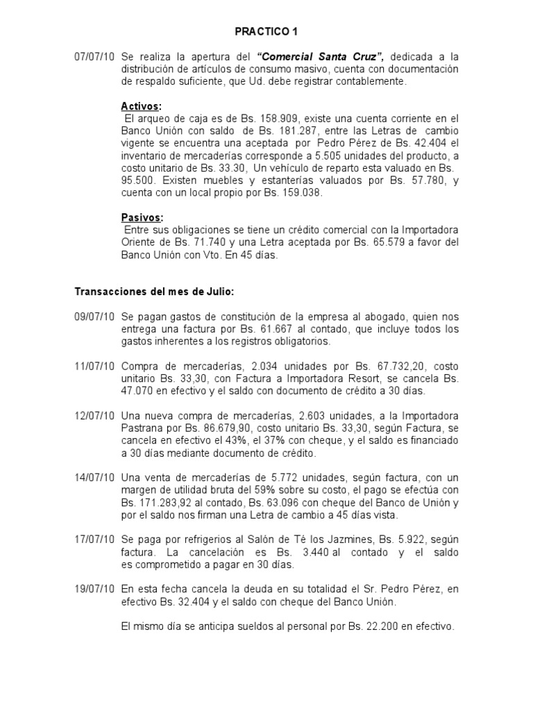 Practicos de Contabilidad Basica | PDF | Bancos | Factura