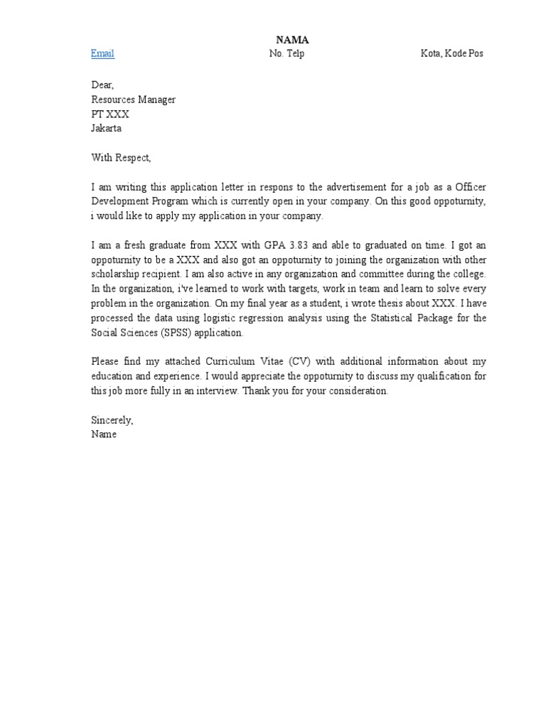 Contoh Application Letter | PDF