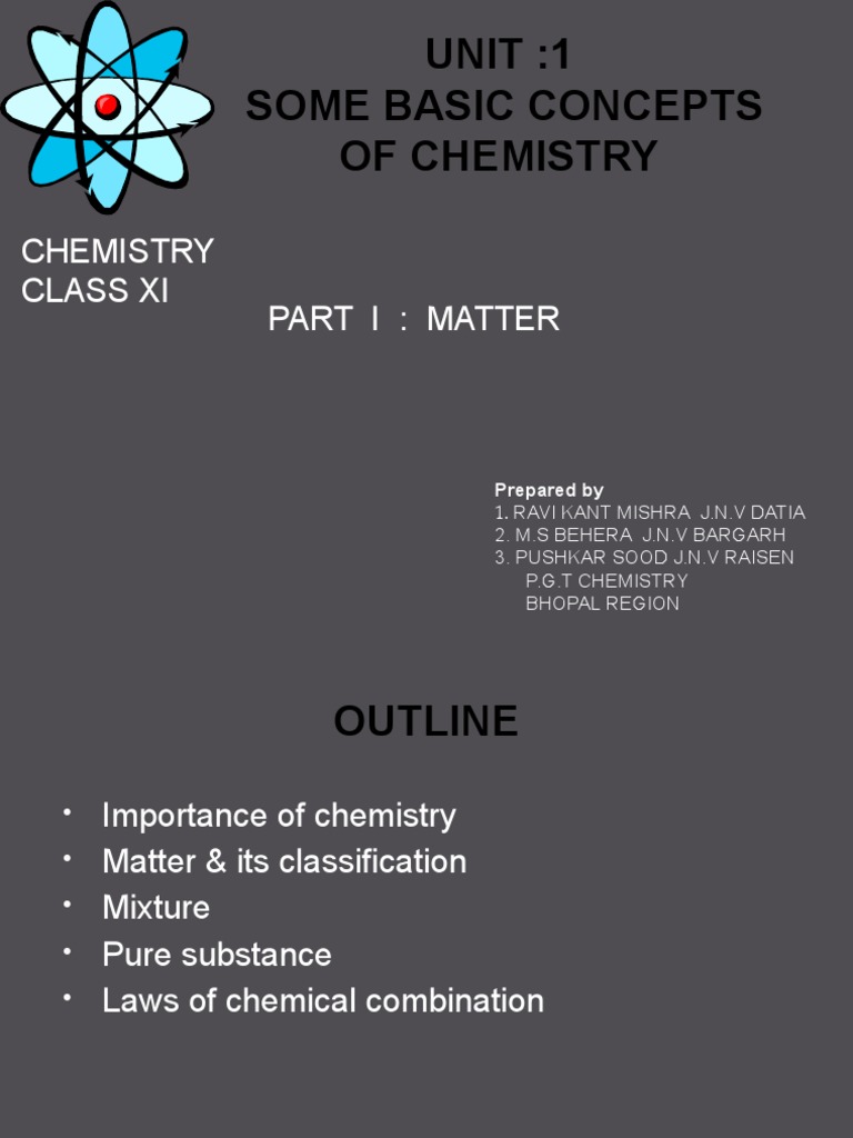 Unit-1 Some Basic Concepts of Chemistry Part-1 | PDF | Chemical ...